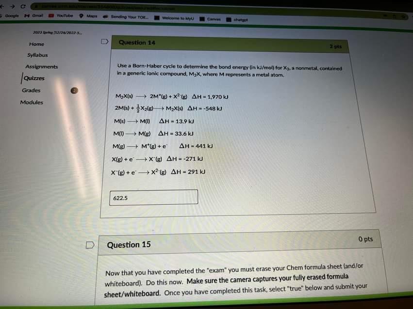 Hiche Syllabus Assignments Use a Born-Haber cycle to | Chegg.com