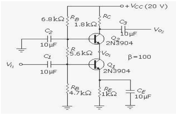 Solved Apply input signal, Vsig=10mVpk at f=10kHz. Using | Chegg.com