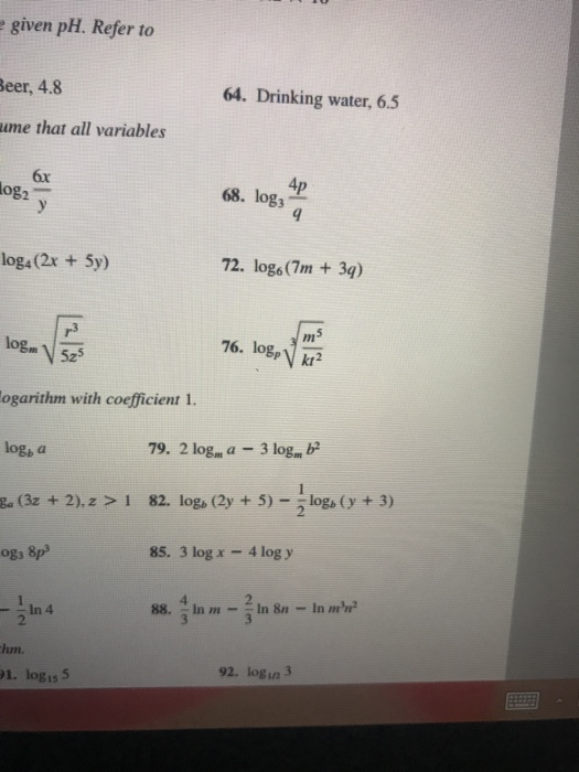 Solved #82. Rewrite the properties of longarithms as a | Chegg.com