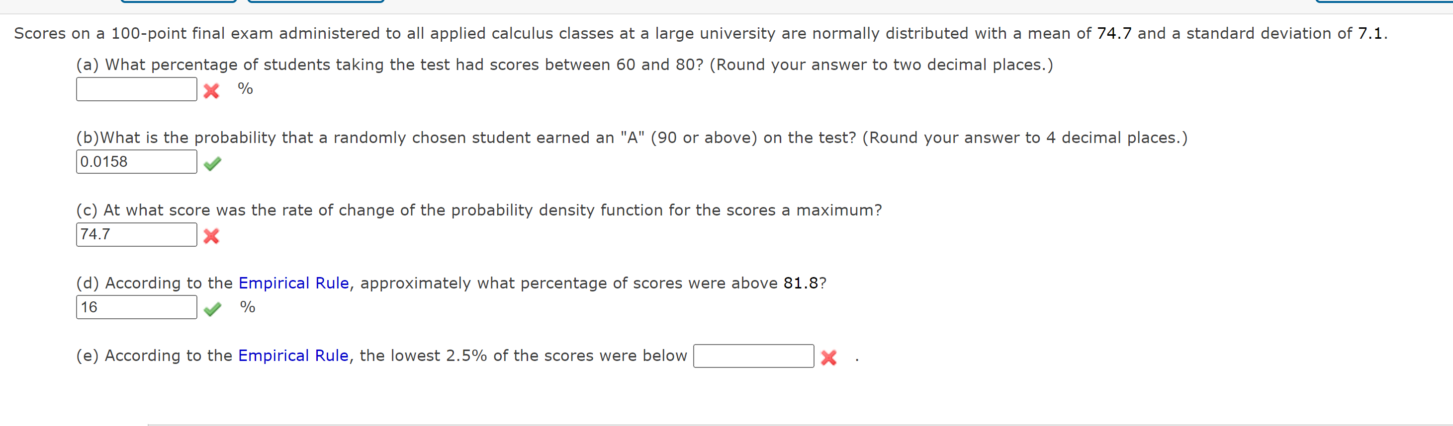Solved Scores on a 100-point final exam administered to all | Chegg.com