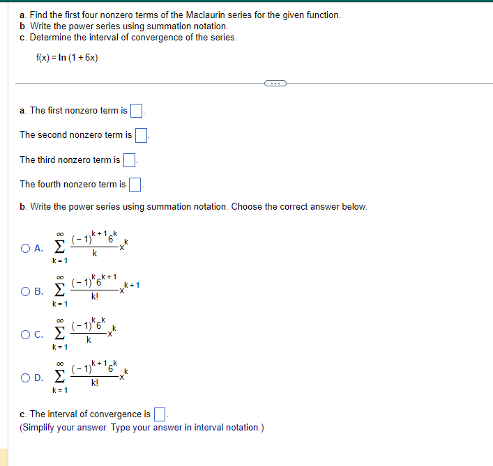 Solved a. Find the first four nonzero terms of the Maclaurin | Chegg.com