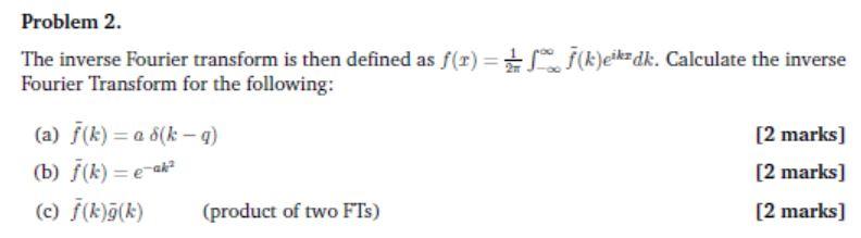 Solved The inverse Fourier transform is then defined as | Chegg.com