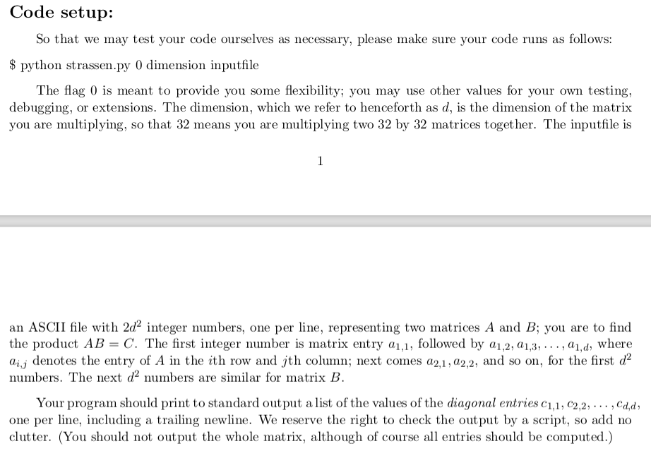 2. Implement your variant of Strassen's algorithm | Chegg.com