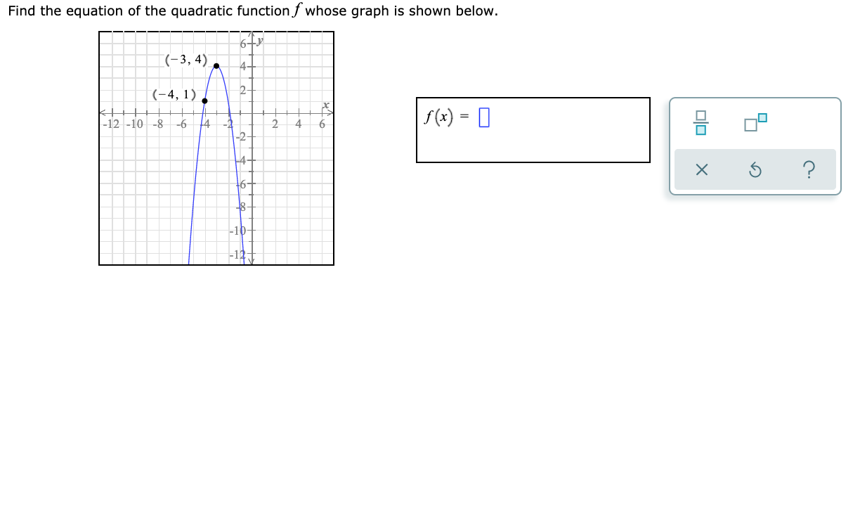 Solved Find the equation of the quadratic function f whose | Chegg.com