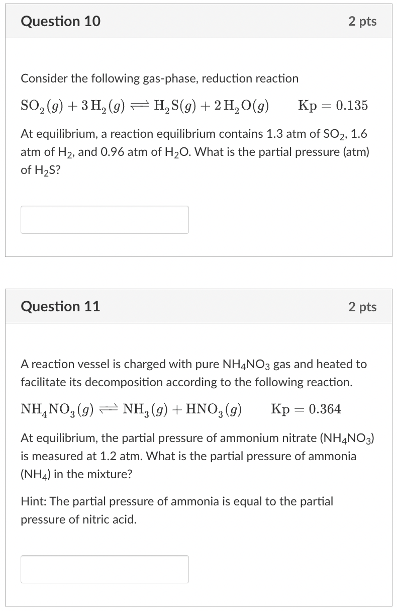 Solved Consider the following gas-phase, reduction reaction | Chegg.com