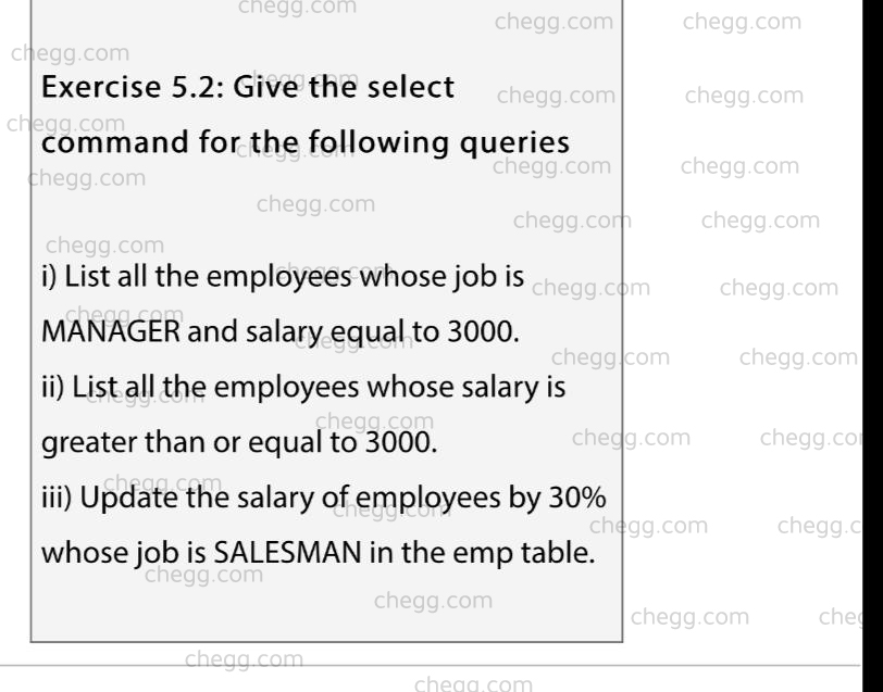 Solved empno ename Job Sal City 1 2 3 4 Ahmad Nasser Ali | Chegg.com