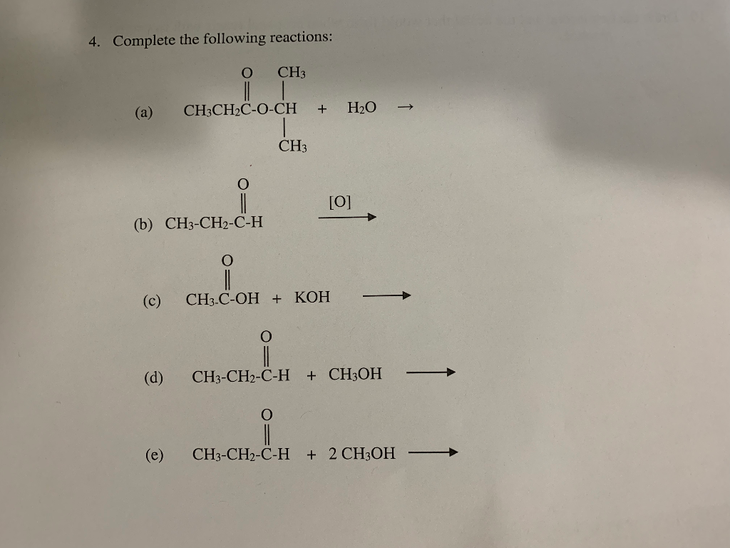 Solved 4. Complete the following reactions: O CH (a) | Chegg.com Solved 4. Complete the following reactions: O CH (a) | Chegg.com