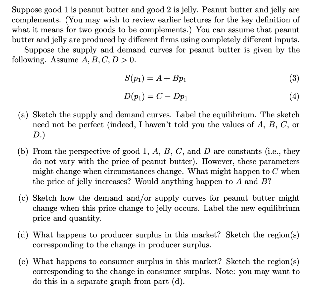 Solved Suppose good 1 is peanut butter and good 2 is jelly. | Chegg.com