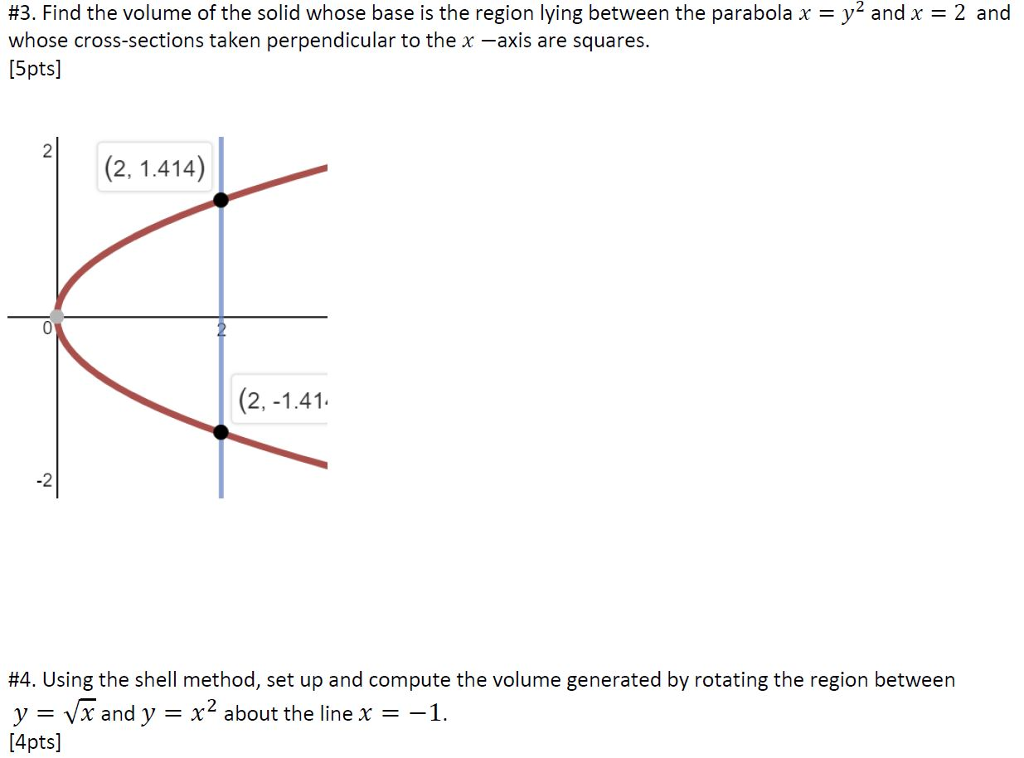 Solved #3. Find the volume of the solid whose base is the | Chegg.com