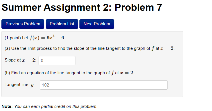 Solved Summer Assignment 2: Problem 7 Previous Problem | Chegg.com