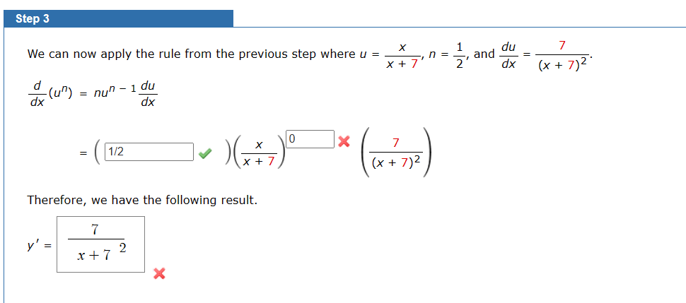Solved Find the derivative of the function. y=x+7x Step 1 We | Chegg.com