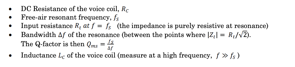 Table 2 - Speaker Parameters Parameter Measured | Chegg.com