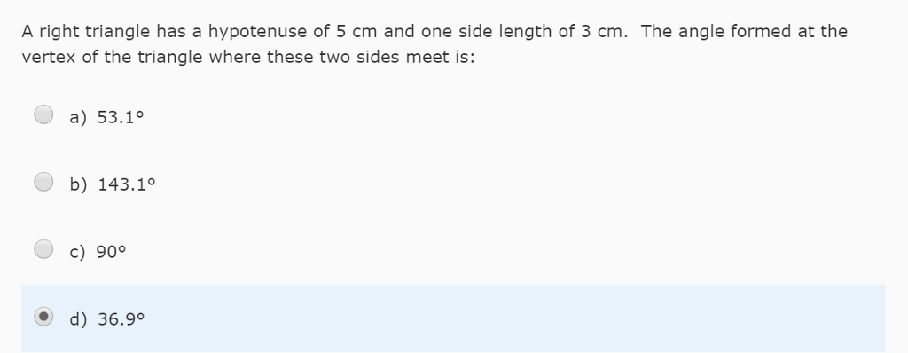 Solved A right triangle has a hypotenuse of 5 cm and one | Chegg.com