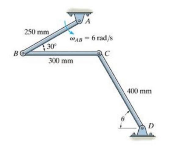 Solved Link AB is rotating at WAB = 6 rad/s. Using the | Chegg.com