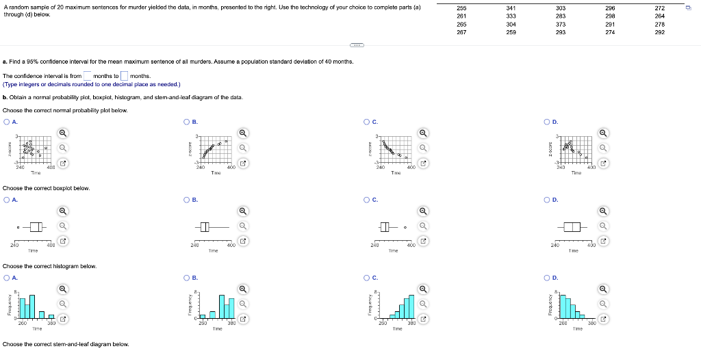Solved A random sample of 20 maximum sentences for murder | Chegg.com