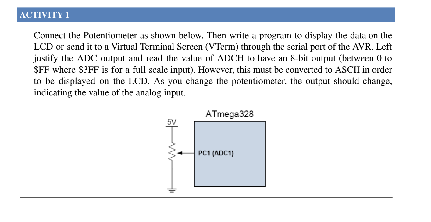 Solved Connect the Potentiometer as shown below. Then write | Chegg.com