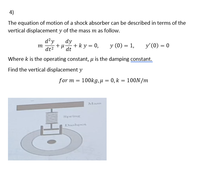 Solved The equation of motion of a shock absorber can be | Chegg.com