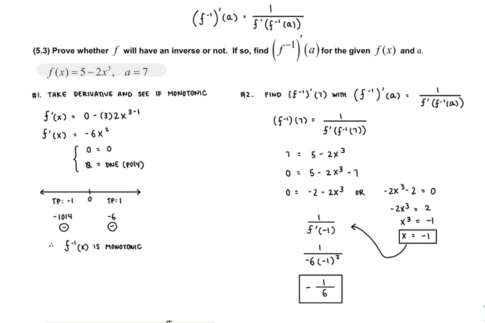 Solved Hi I need help with inverse in calculus. Here is my | Chegg.com