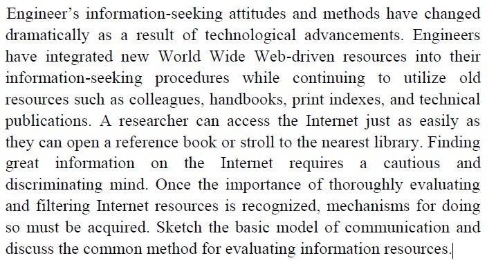 Solved Engineer's information-seeking attitudes and methods | Chegg.com