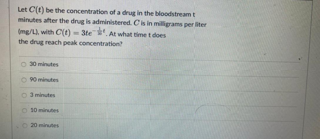 Solved Let C(t) be the concentration of a drug in the | Chegg.com