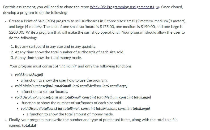 For this assignment, you will need to clone the repo: | Chegg.com