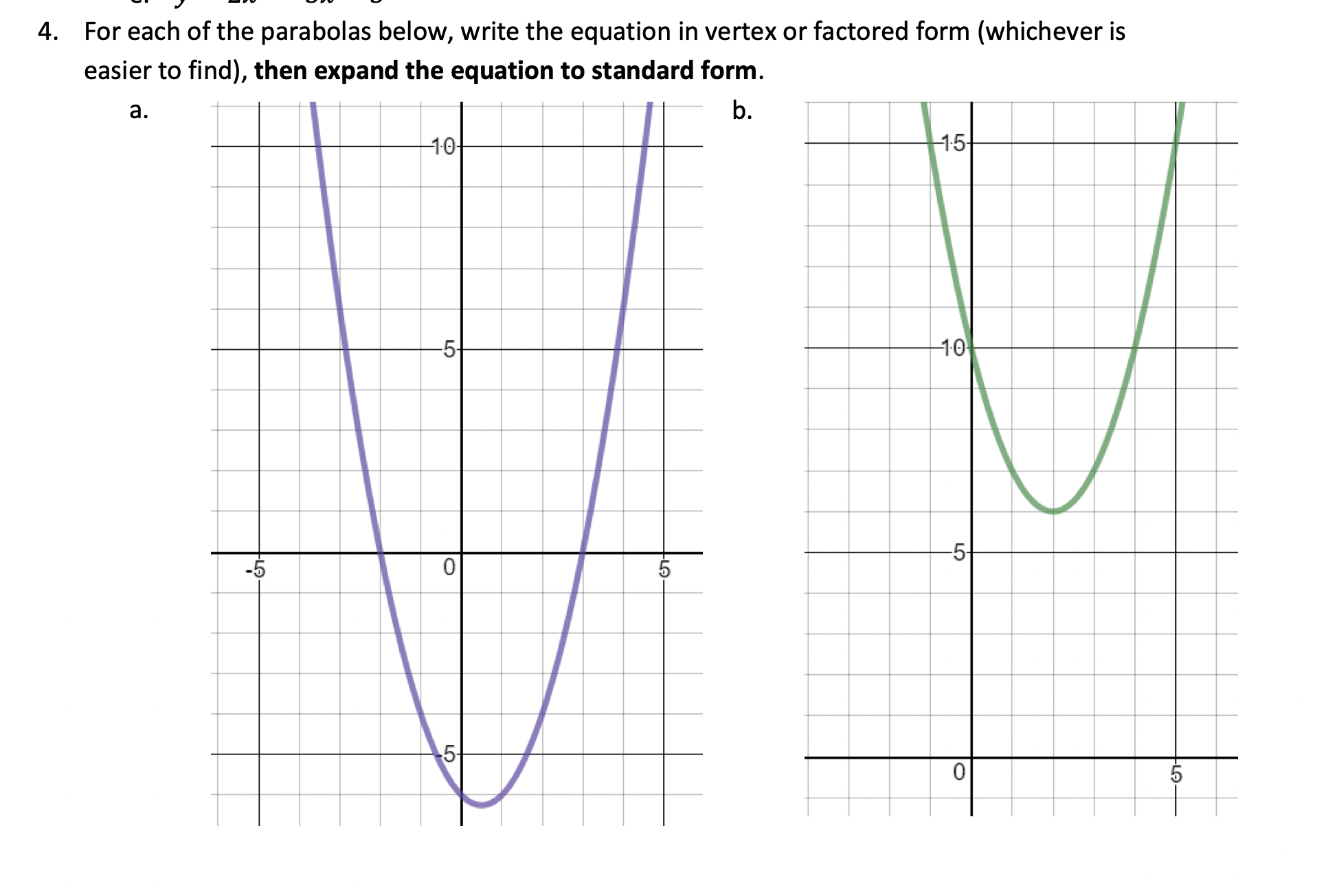 Solved For each of the parabolas below, write the equation | Chegg.com
