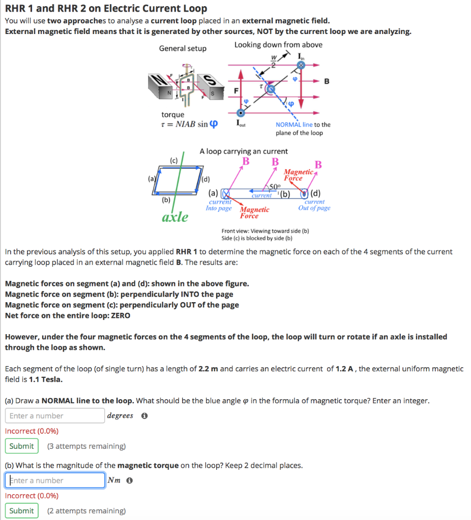 Solved RHR 1 and RHR 2 on Electric Current Loop You will use | Chegg.com