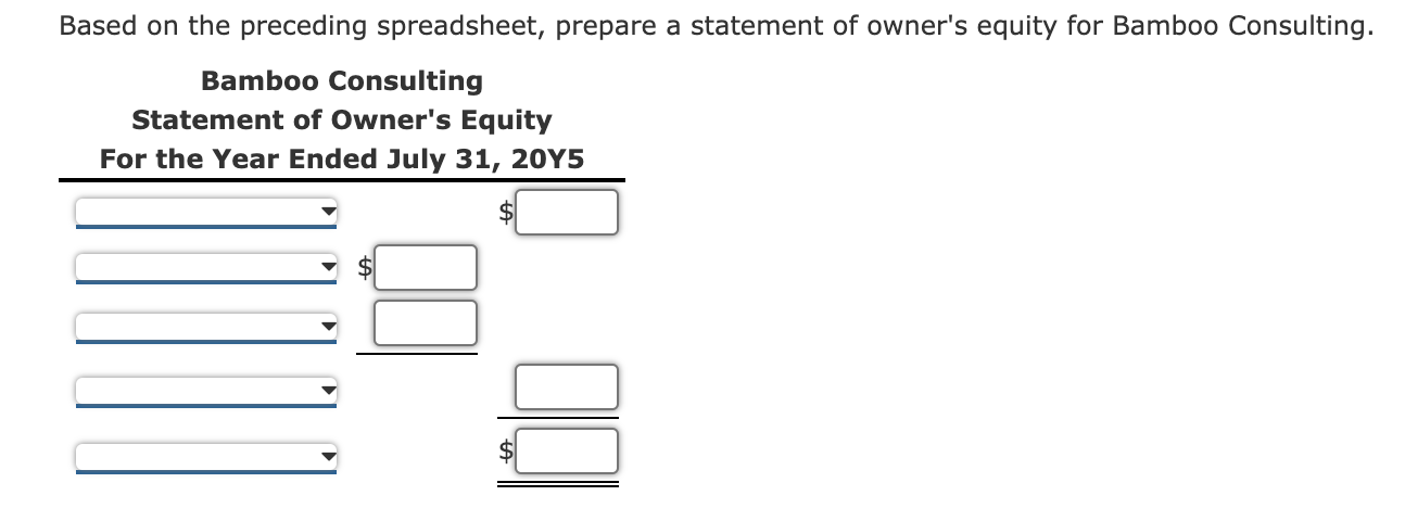 Solved Bamboo Consulting End-of-Period SpreadsheetBased on | Chegg.com