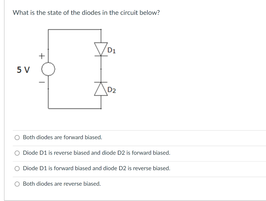 Solved What is the state of the diodes in the circuit below? | Chegg.com