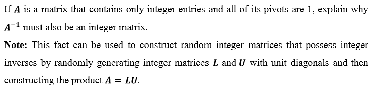 Solved A-1 If A is a matrix that contains only integer | Chegg.com