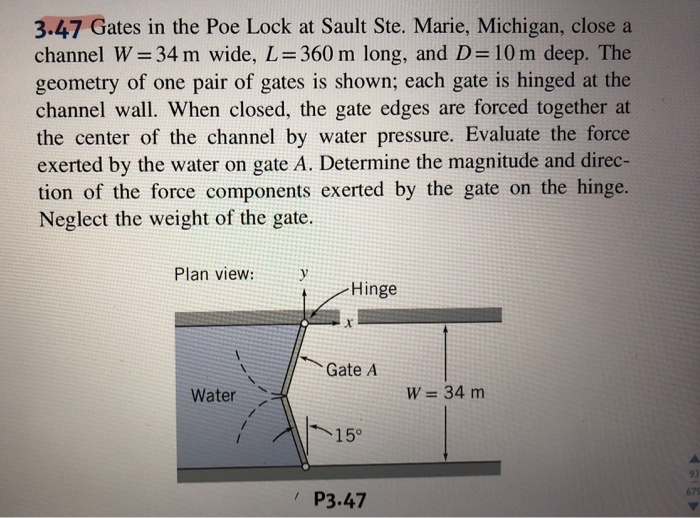 Solved 3.47 Gates in the Poe Lock at Sault Ste. Marie, | Chegg.com