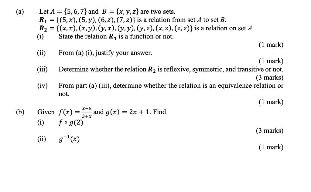 Solved (a) = = a Let A = {5, 6, 7} and B = {x,y,z} are two | Chegg.com
