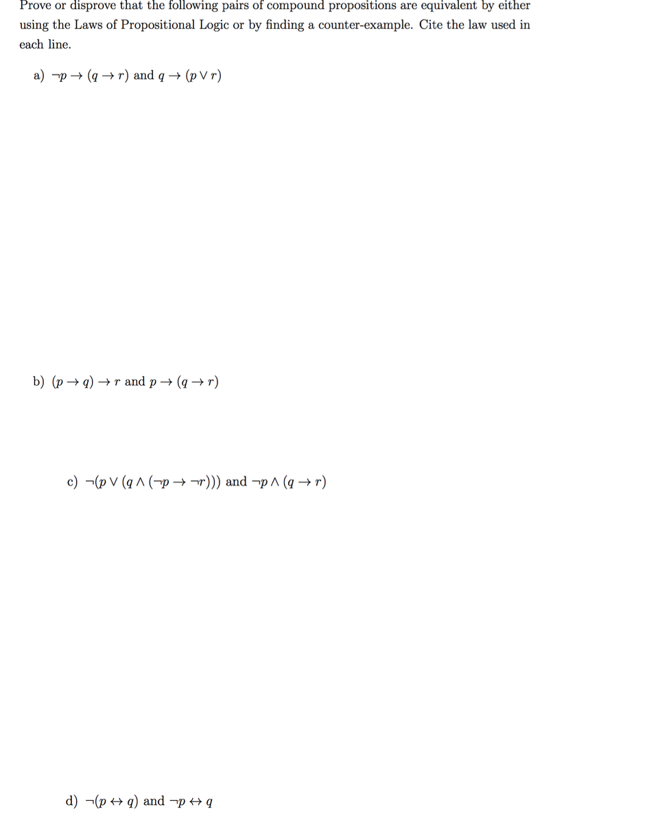 Solved Prove or disprove that the following pairs of | Chegg.com