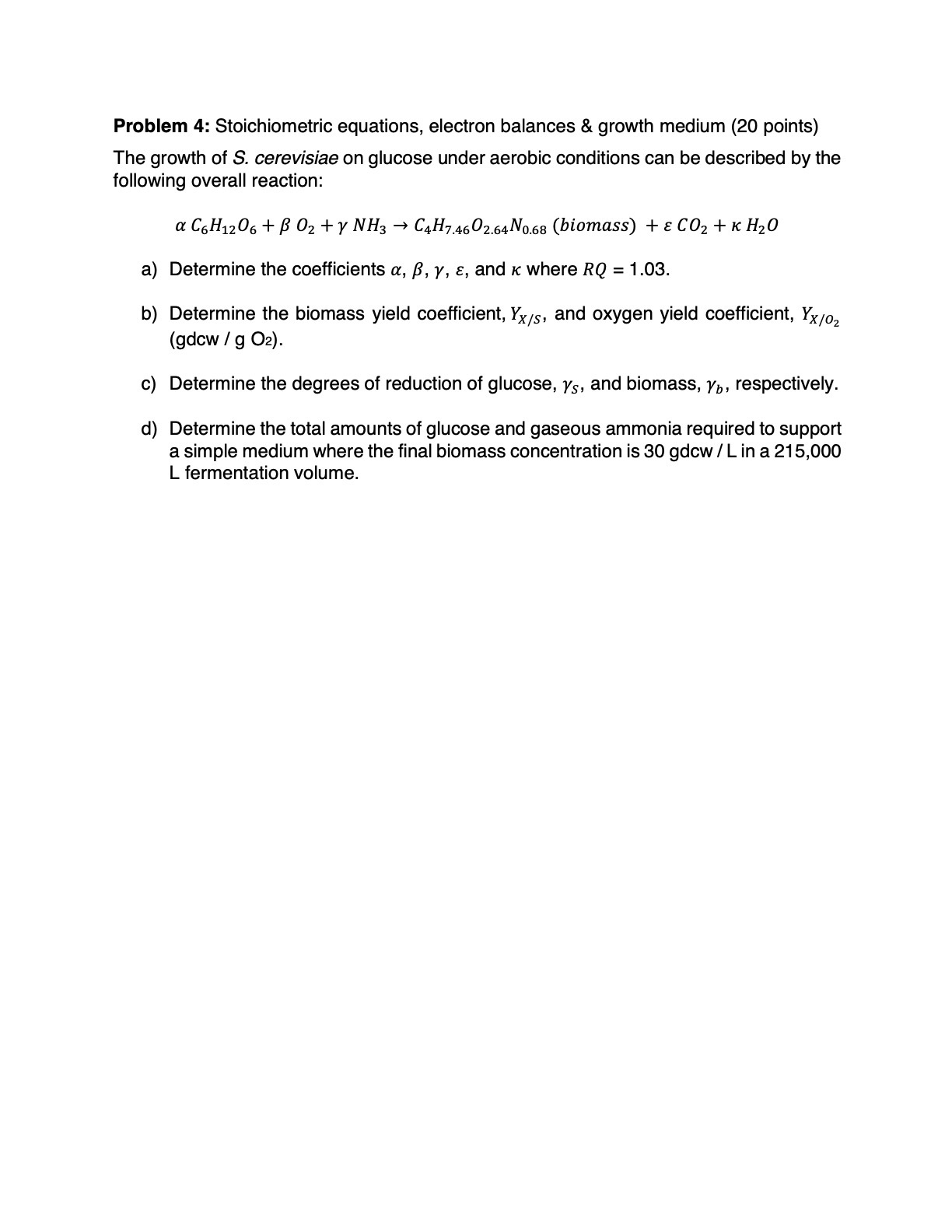 Solved Problem 4: Stoichiometric equations, electron | Chegg.com