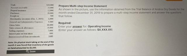 Solved Prepare Multi-step Income Statement As shown in the | Chegg.com