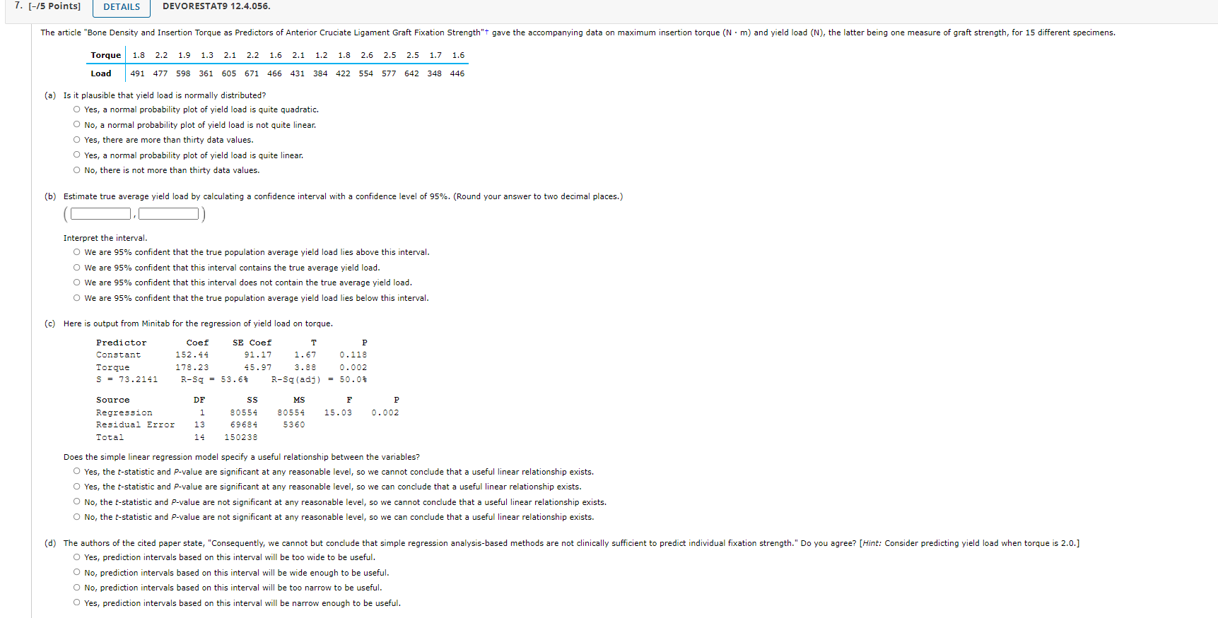 Solved 7. [-15 Points] DETAILS DEVORESTAT9 12.4.056. The | Chegg.com