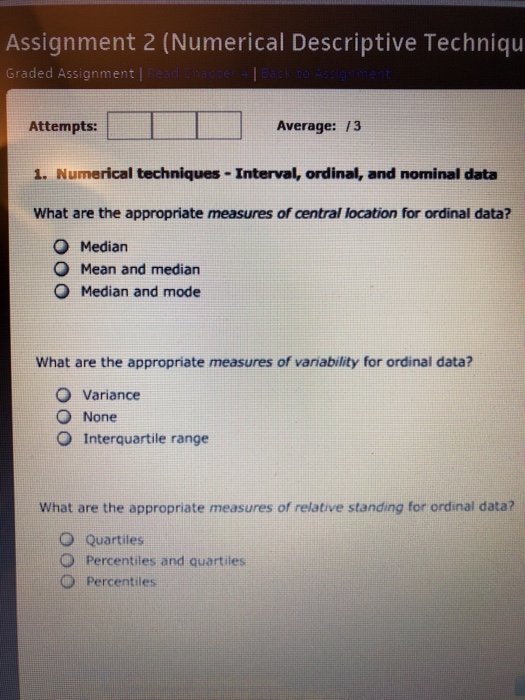 Solved Assignment 2 (Numerical Descriptive Techniqu Graded | Chegg.com