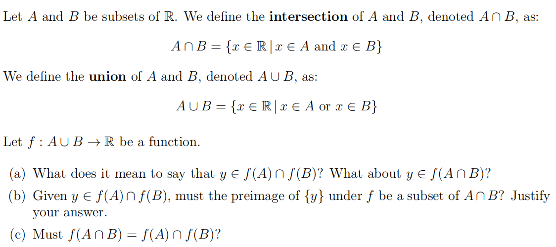 Solved Let A and B be subsets of R. We define the | Chegg.com