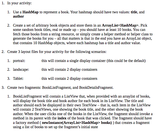Solved 1. In your activity: 1. Use a HashMap to represent a | Chegg.com