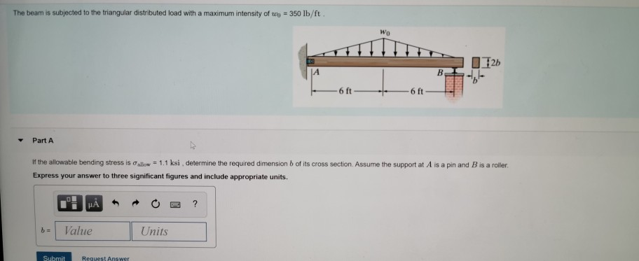 Solved The beam is subjected to the triangular distributed | Chegg.com