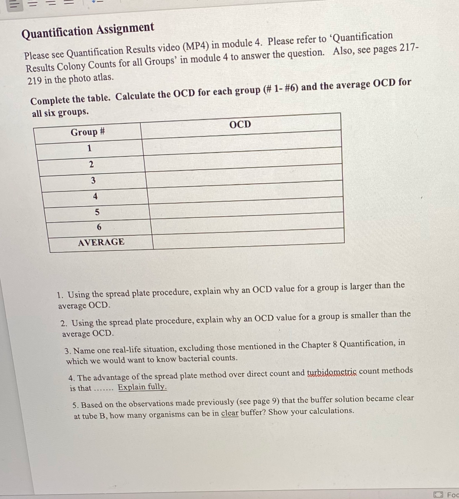 Quantification Assignment Please see Quantification | Chegg.com