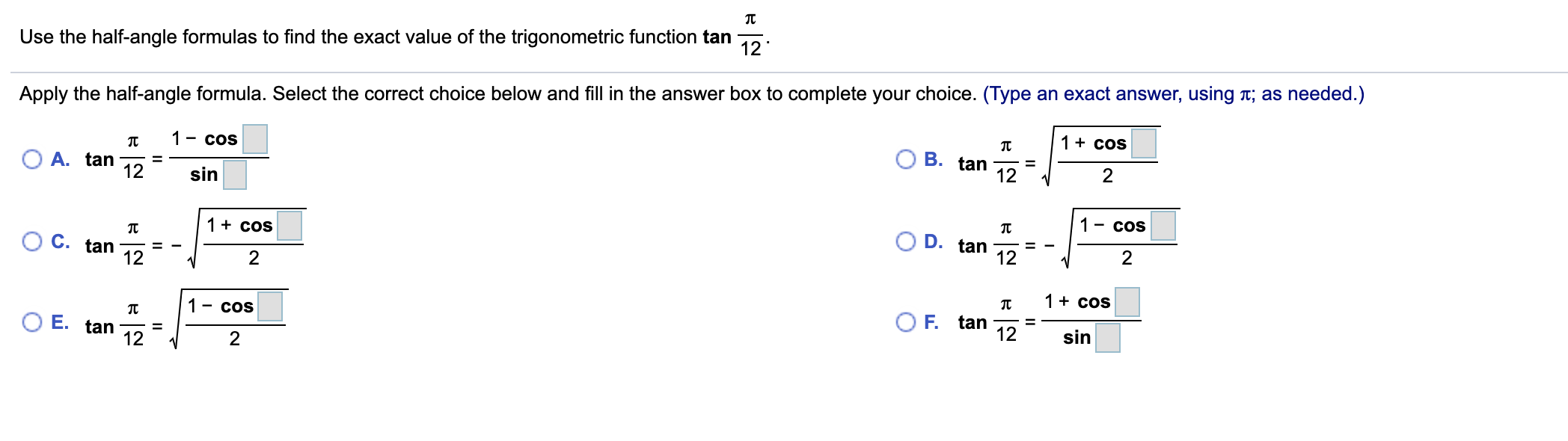 Solved TT Use the half-angle formulas to find the exact | Chegg.com