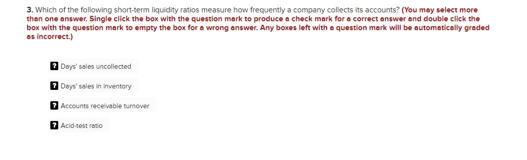 Solved 3. Which of the following short-term liquidity ratios | Chegg.com