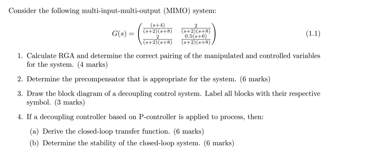 Solved Consider the following multi-input-multi-output | Chegg.com