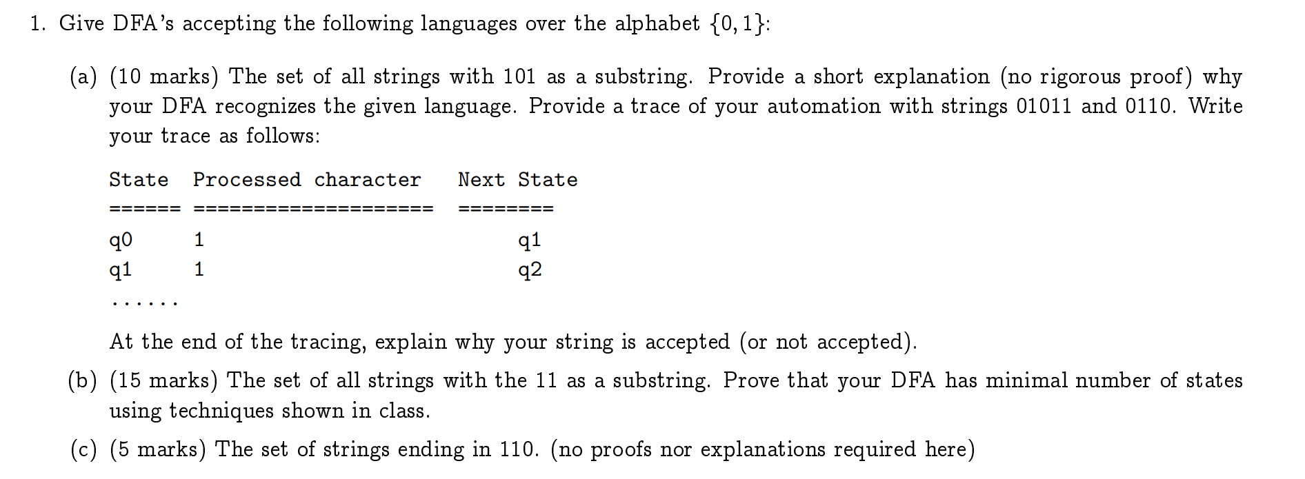Solved 1. ﻿Give DFA's accepting the following languages over | Chegg.com