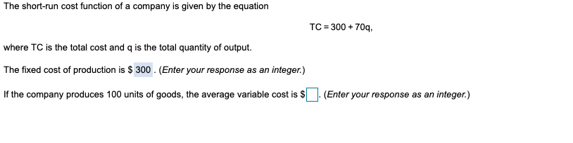 Solved The short-run cost function of a company is given by | Chegg.com