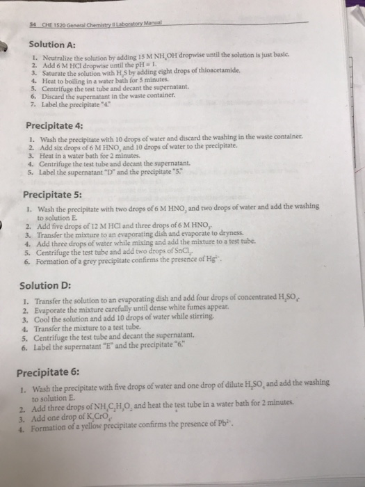 Solved EXPERIMENT 5 Qualitative Analysis 1 Unknown A | Chegg.com