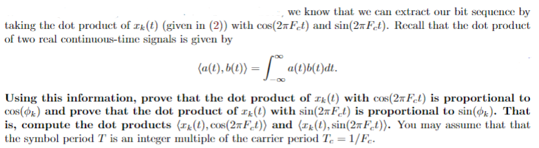 Solved we know that we can extract our bit sequence by | Chegg.com