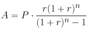 Solved A=P r(1+r)" (1+r)" – 1 | Chegg.com