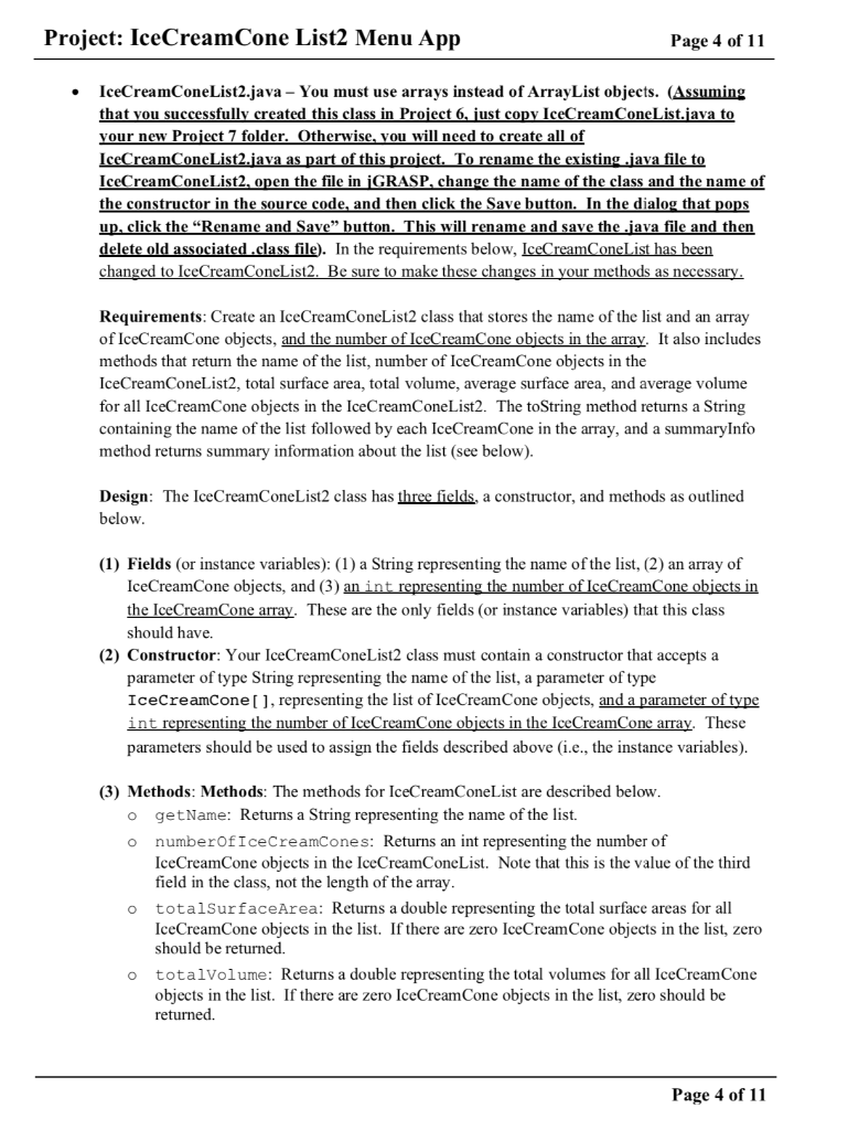 Solved Project: IceCreamCone List2 Menu App Page 4 of 11 | Chegg.com